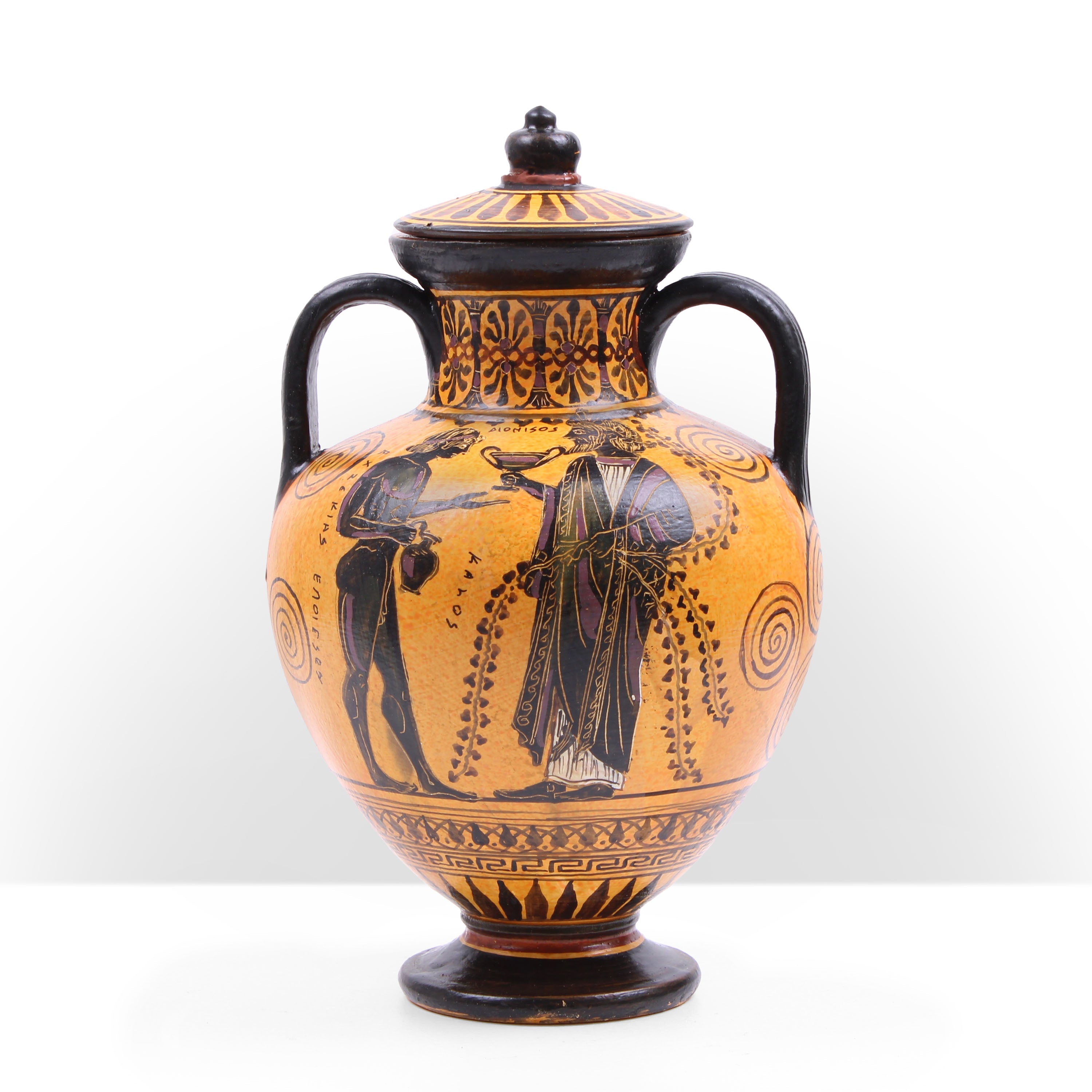 Black-Figure Greek Amphora Vase with Fighting Scene pottery handmade ...