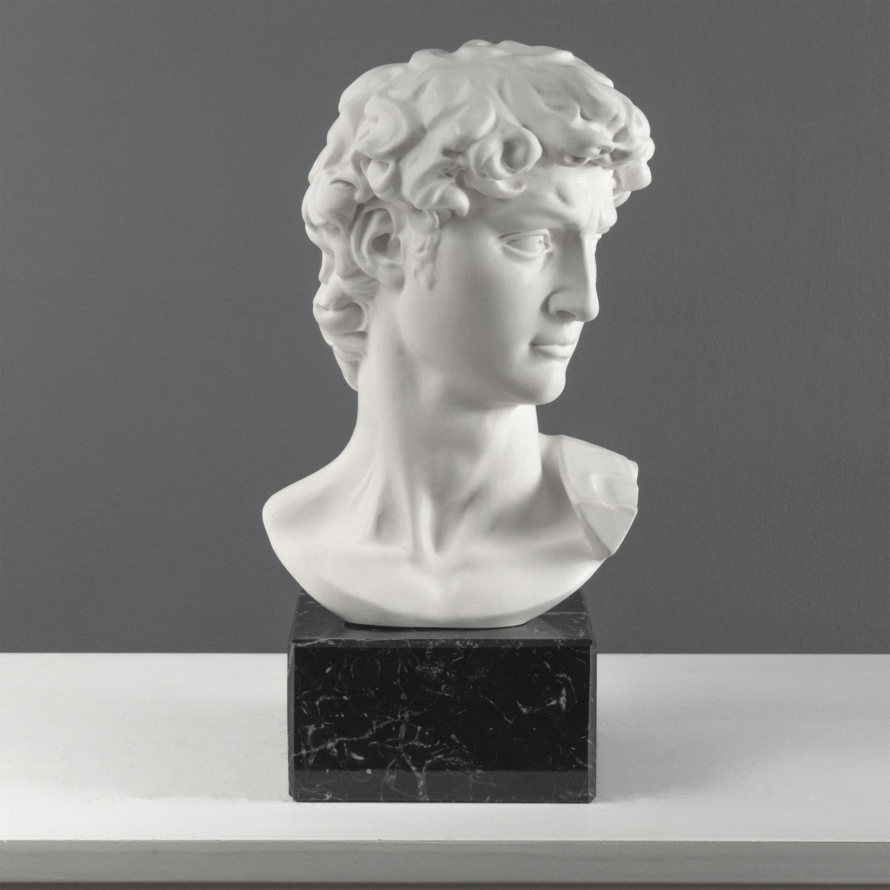 David Bust By Michelangelo on Black Marble Base (Large) – The Ancient Home