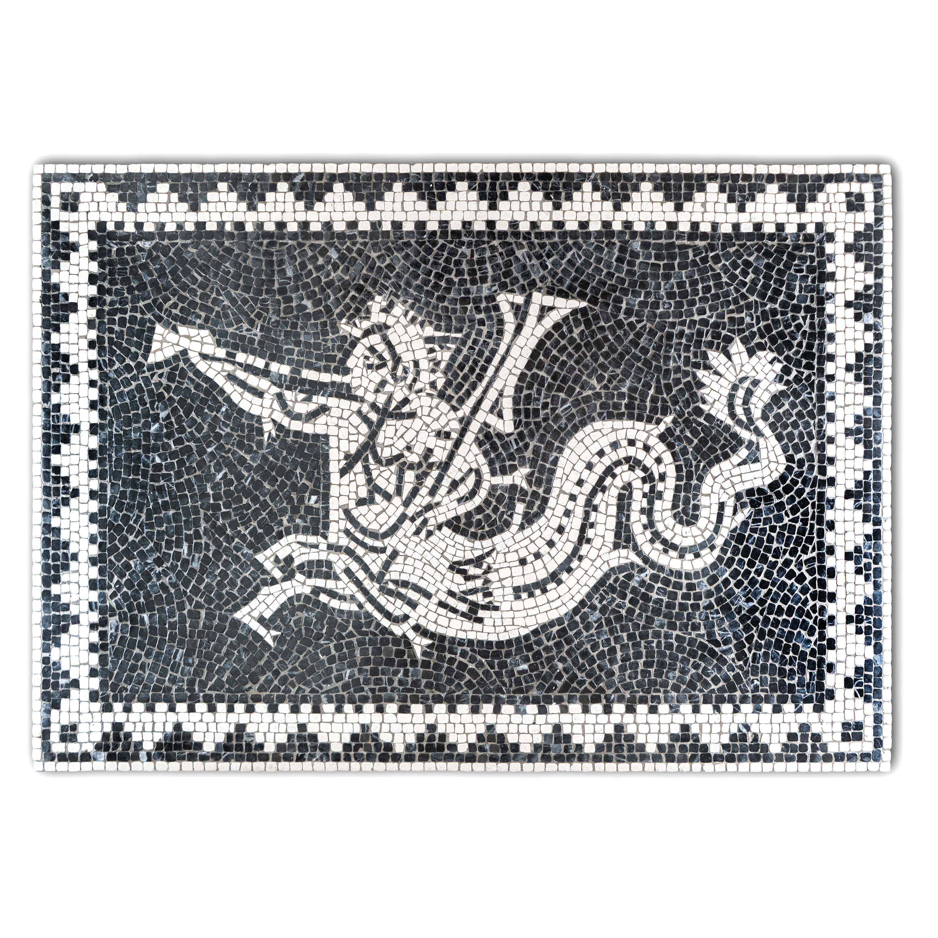 Sea-Centaur (Ichthyocentaur) Mosaic marble stone handmade Roman custom ...