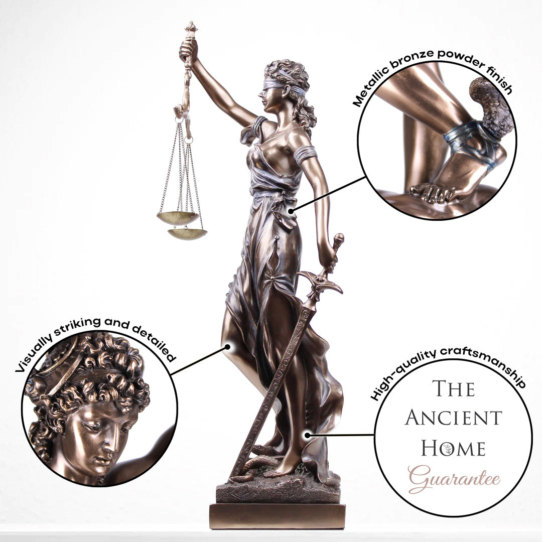 A Large Bronze Statue Of Themis Blind Justice Lady Greek Justice
