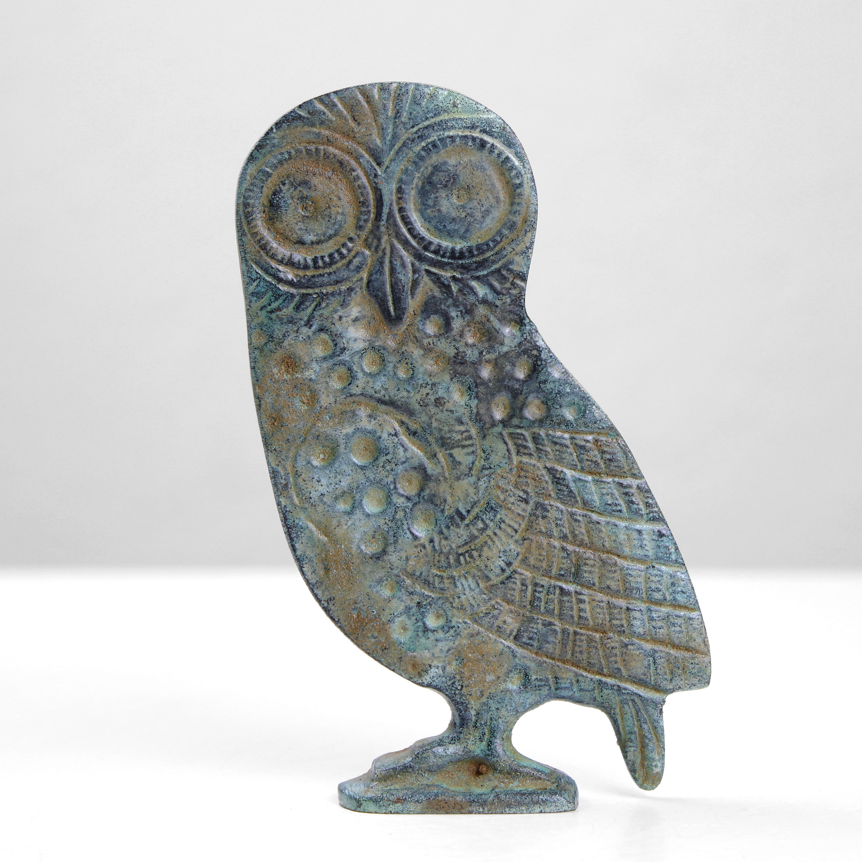 Greek Owl Sculpture (Bronze) small statue green modern home decor – The ...