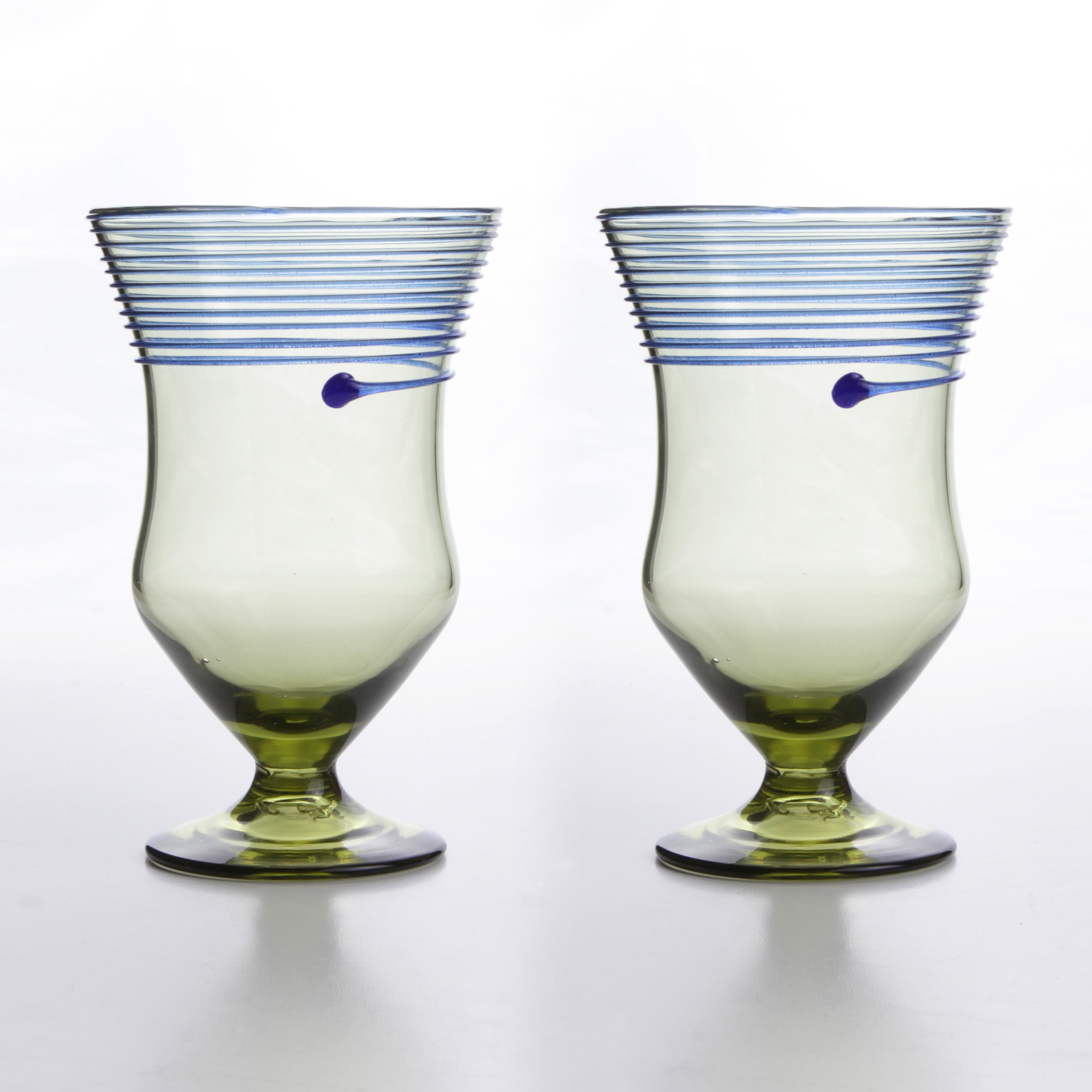 Roman Glass Goblet with Blue Stripes in Pair handmade blown glass art ...