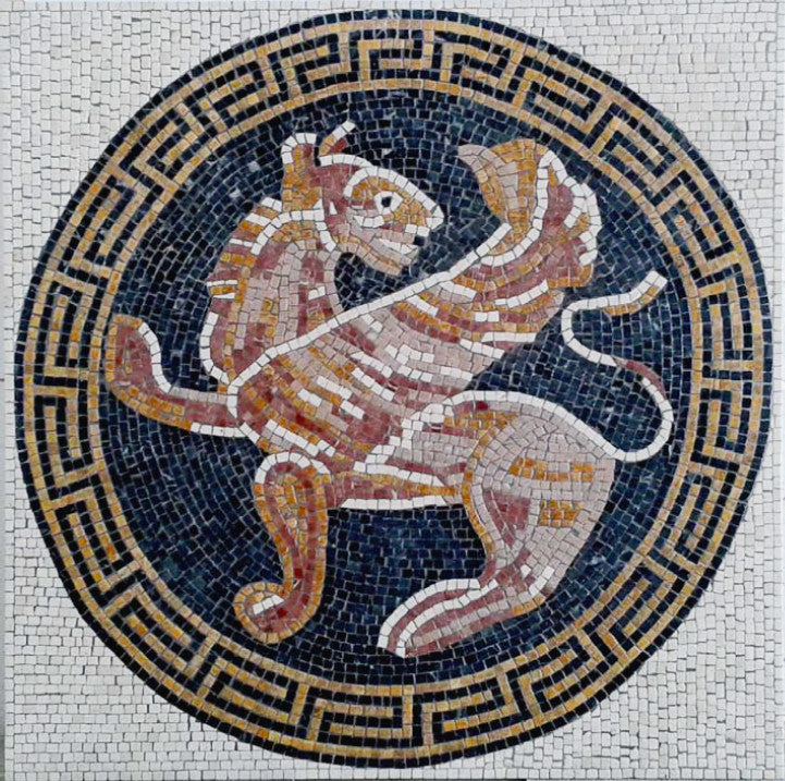 Winged Lion Mosaic marble stone handmade Roman custom personalized ...